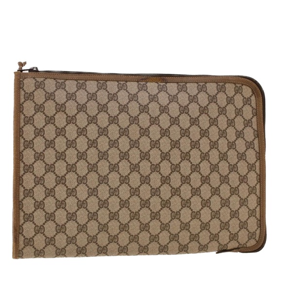 Gucci | Bags | Gucci Gg Canvas Briefcase Pvc Leather Beige Auth Th369 ...